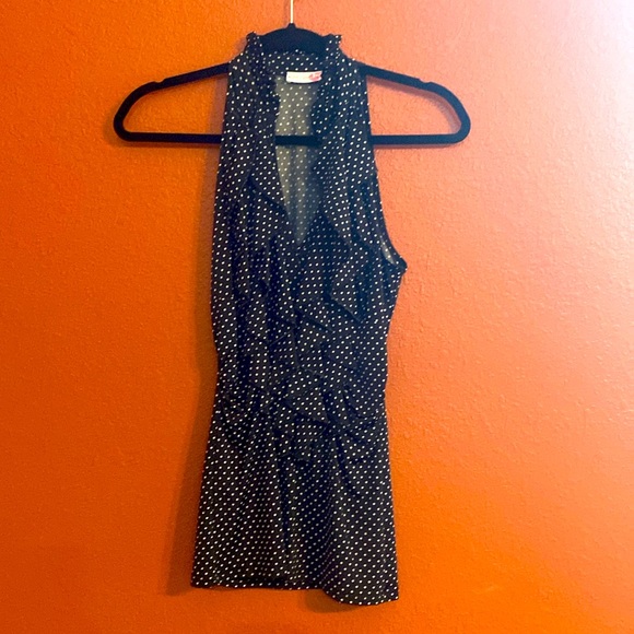 Body Central | Tops | Black Mini Polka Dot Sleeveless Ruffled Top A ...